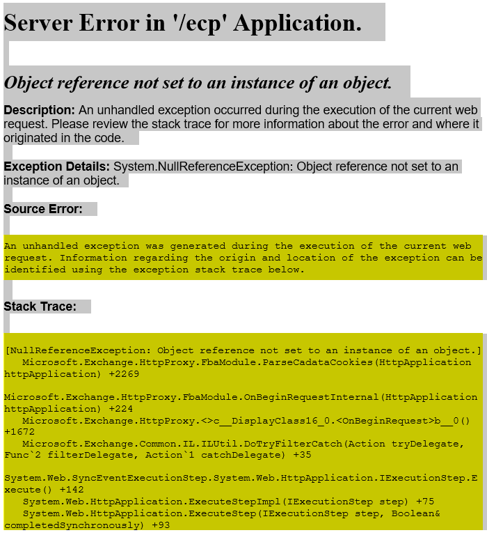 Exchange 2016 CU20 ECP\OWA not available | Cloud-Secure.ai